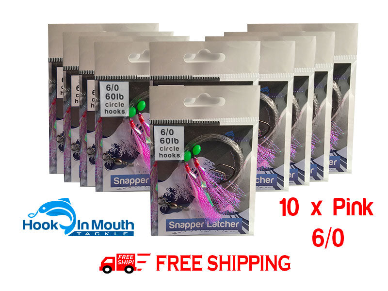 Snapper Snatcher | Pink - 6/0 Circle Hooks on 60lb Leader – Hook in ...